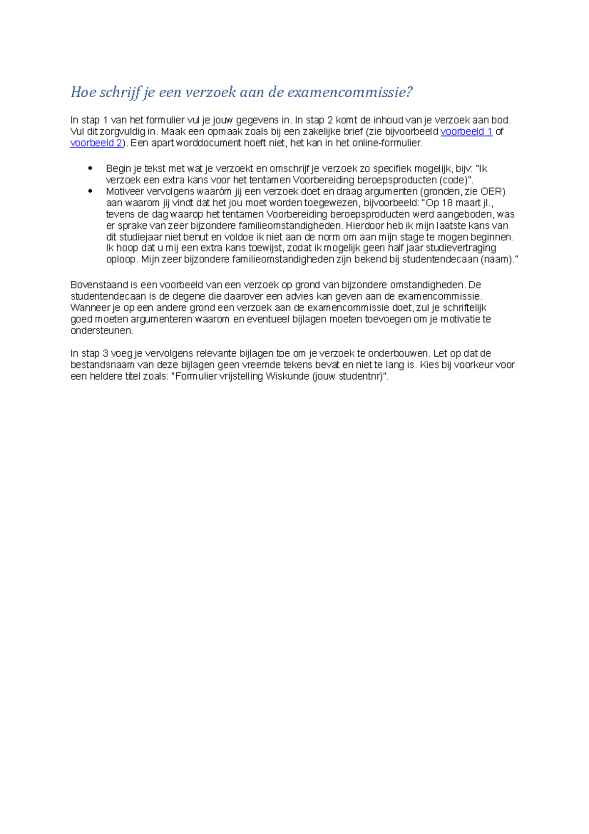 Hoe een verzoek aan de examencommissie schrijven: tips en voorbeeld ...