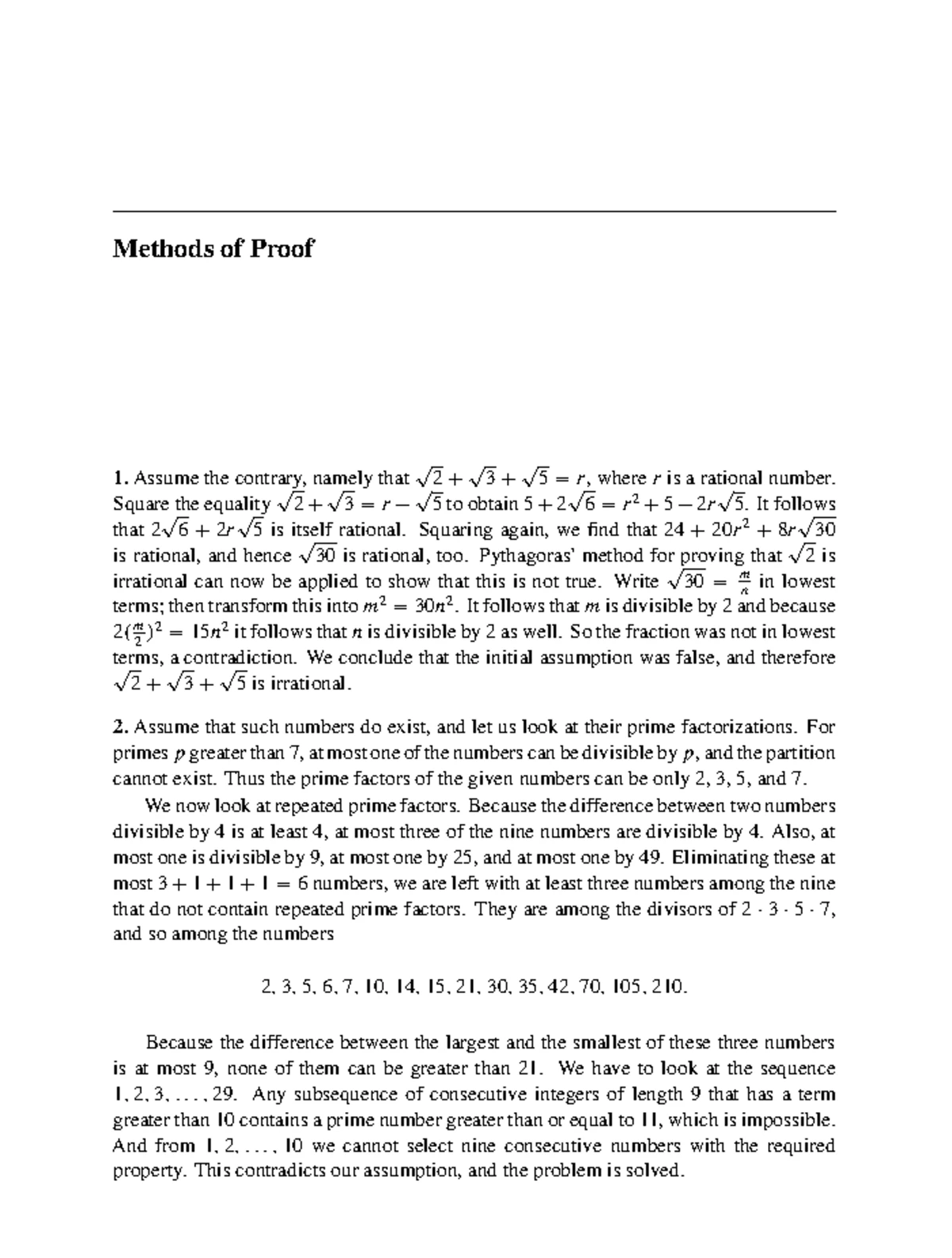 Olympiad mathematics, Methods of proof full details - 1 Methods of ...