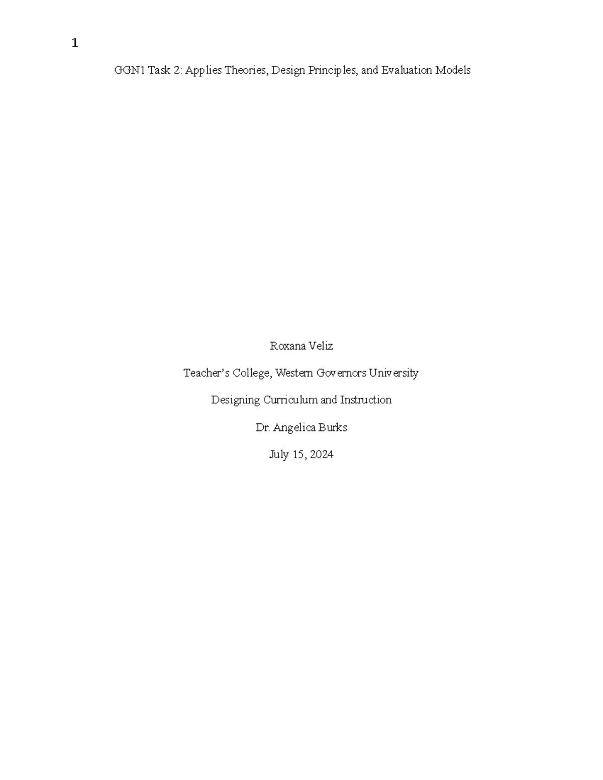 D630 GGN1 Task 2 - Curriculum Design & Evaluation in Math Education ...