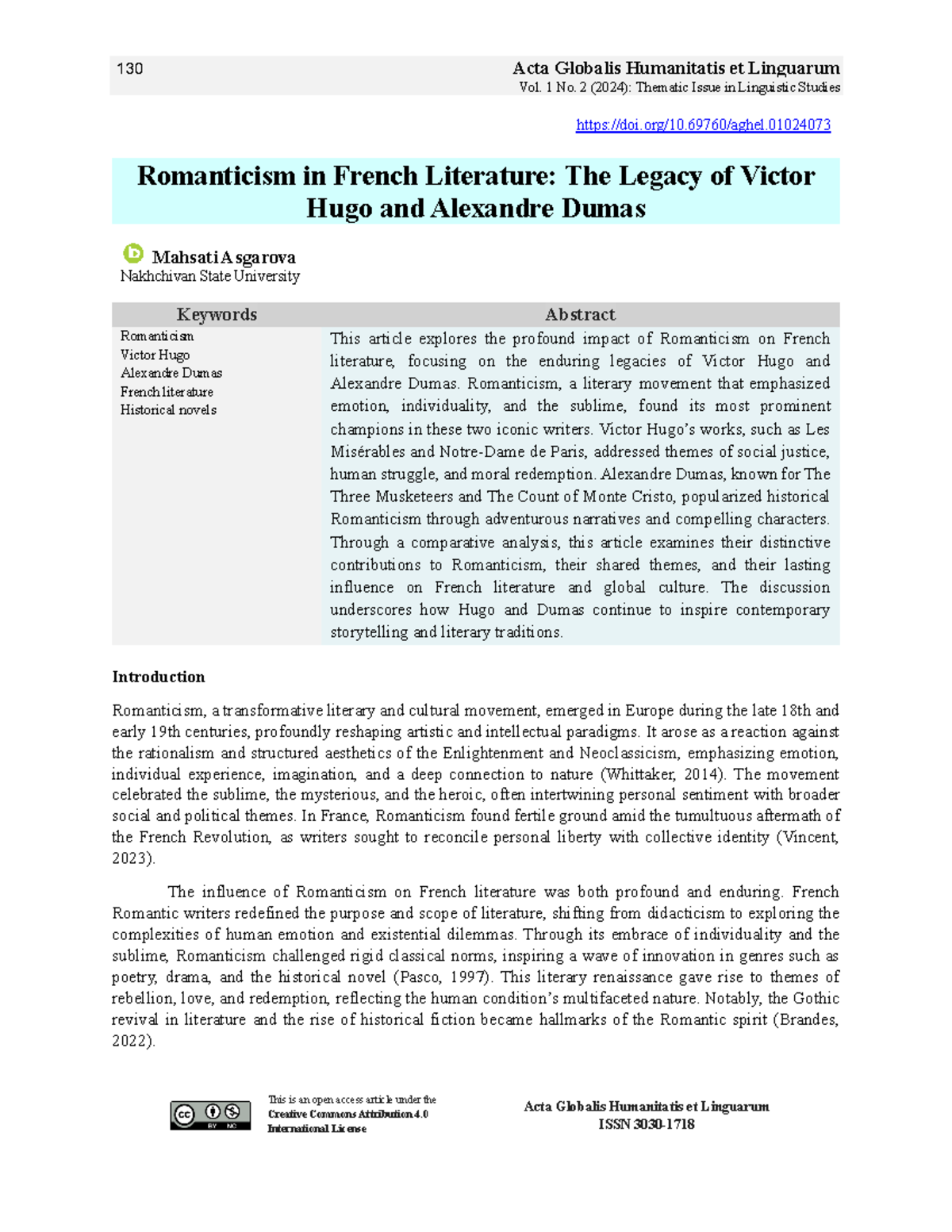 Romanticism in French Literature: Legacy of Hugo & Dumas (AGHL 130 ...