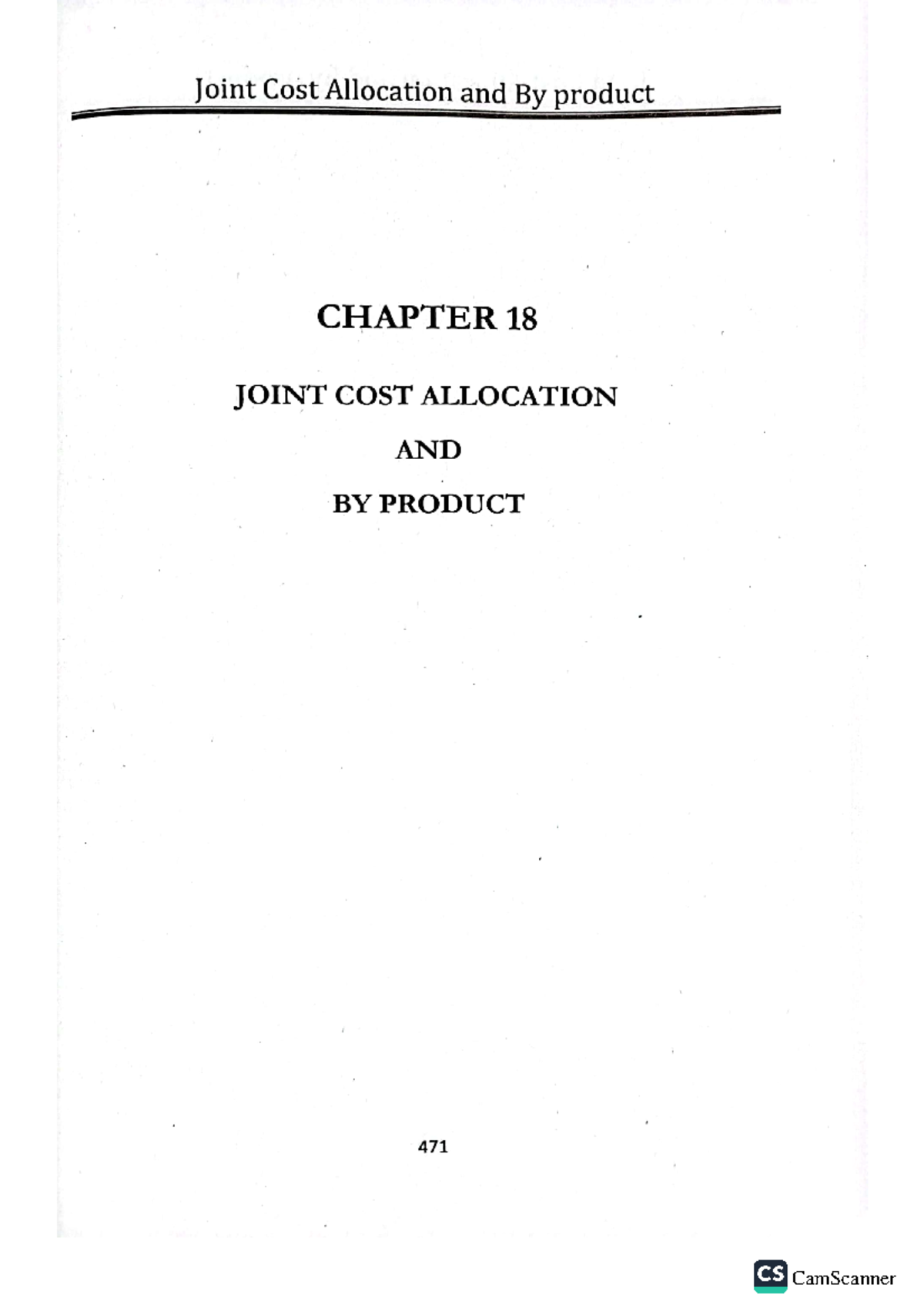 Chapter 18 - Joint Cost Allocation - Joint Cost Allocation and product ...