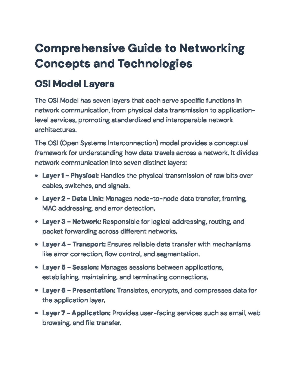 Comprehensive Networking Concepts & OSI Model Overview for Students - Studocu
