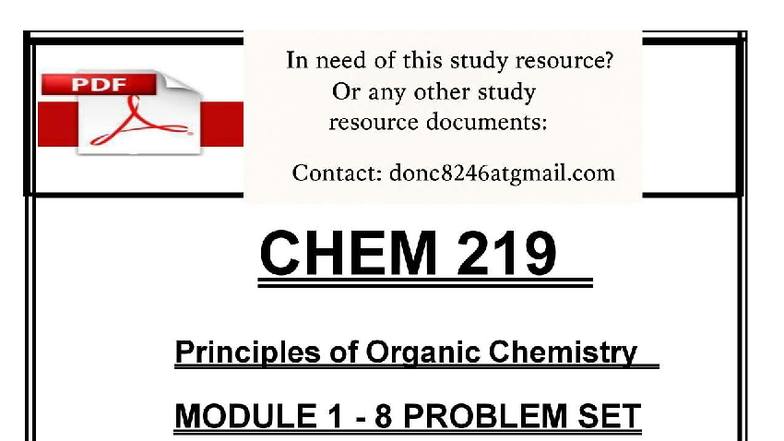 CHEM 219 Principles of Organic Chemistry Module 1 Problem Set - Studocu