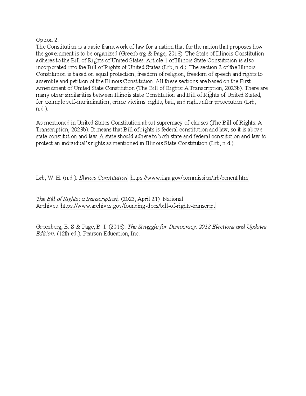 Week 7 Discussion: Illinois Constitution & U.S. Bill of Rights Analysis ...