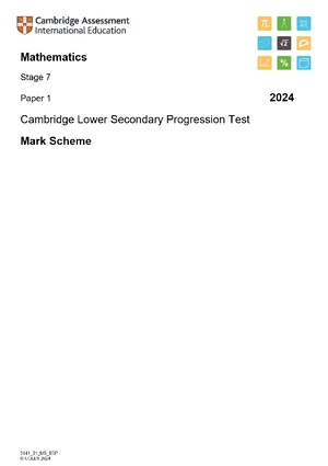 Stage 7 Maths Progression Test 2023: Papers 1 & 2 with Mark Schemes ...