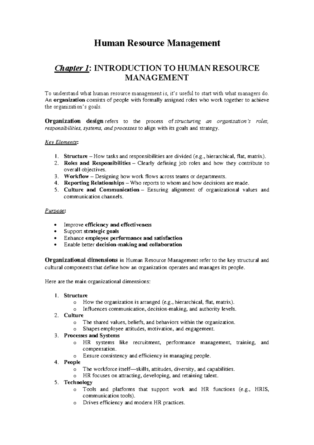 HRM 1 - Chapter 1: Introduction to Human Resource Management Overview ...