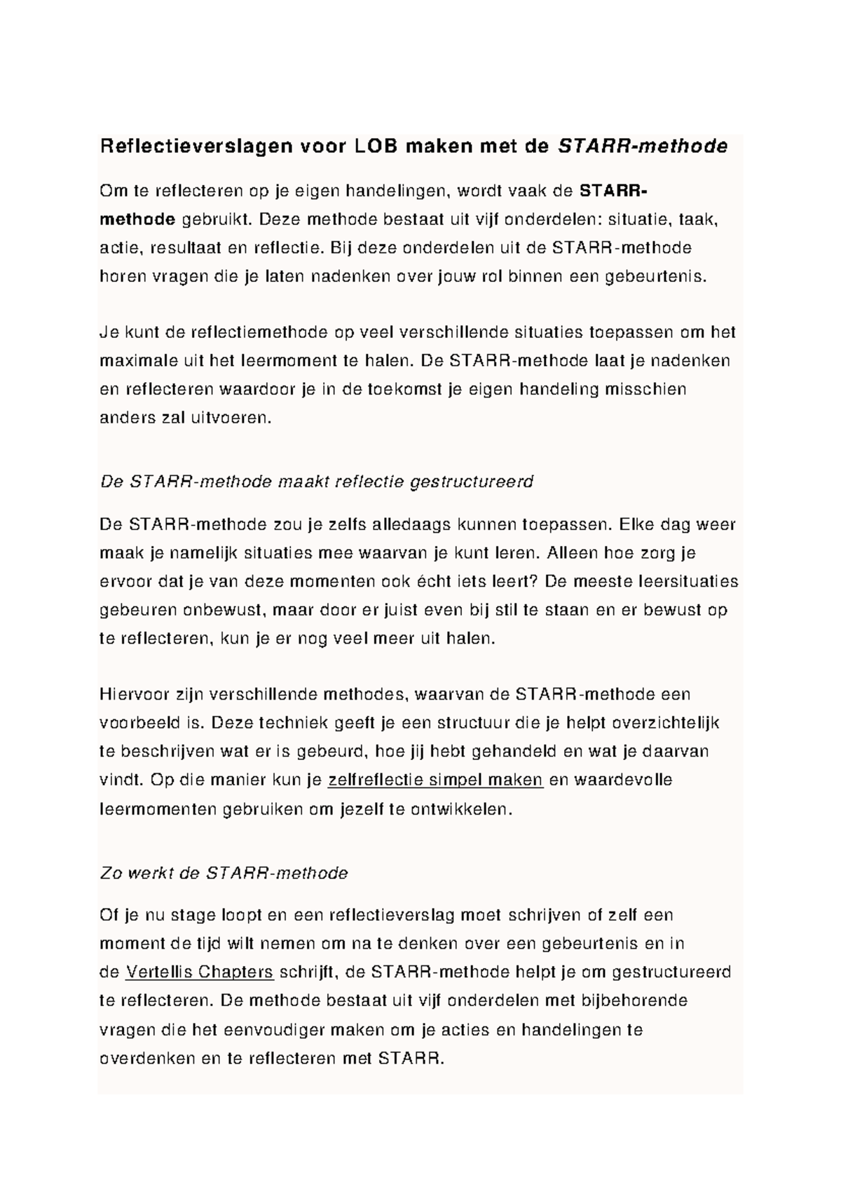 Reflectieverslagen LOB met de STARR-methode: Een Gids voor Succes ...
