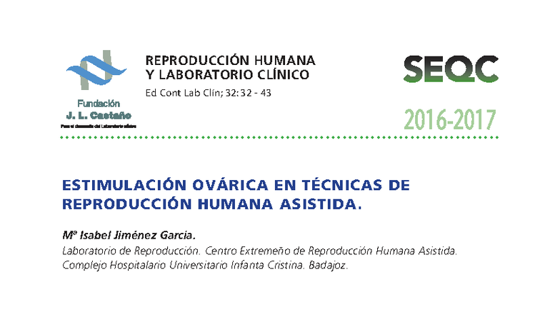 Estimulación Ovárica en Reproducción Humana Asistida - Ed Cont Lab 32 - Studocu