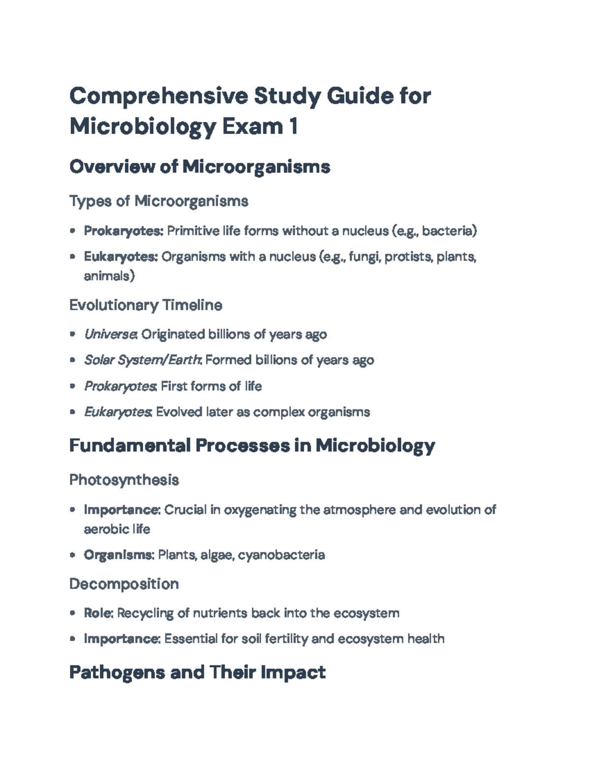 Microbiology Exam 1: Comprehensive Study Guide on Microorganisms ...