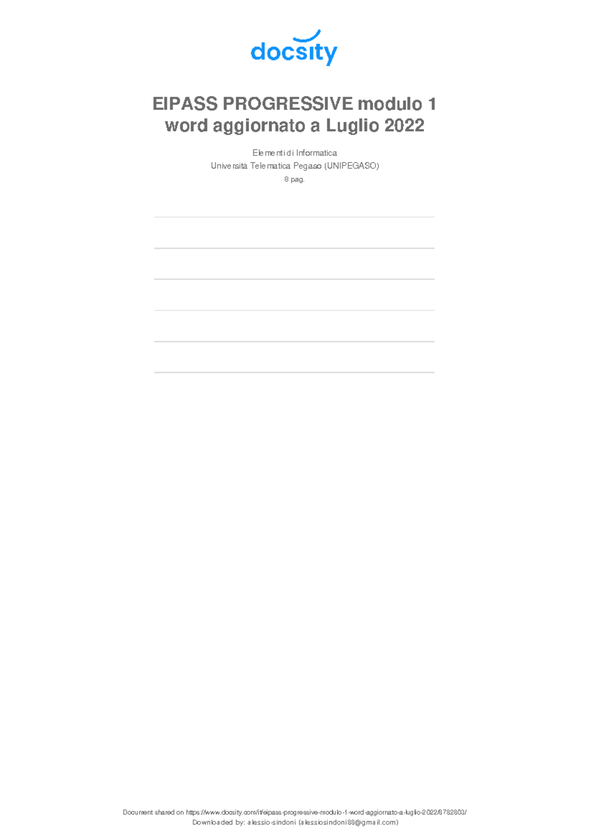 EIPASS PROGRESSIVE Modulo 1: Word e Elementi di Informatica (Luglio 2022) - Studocu