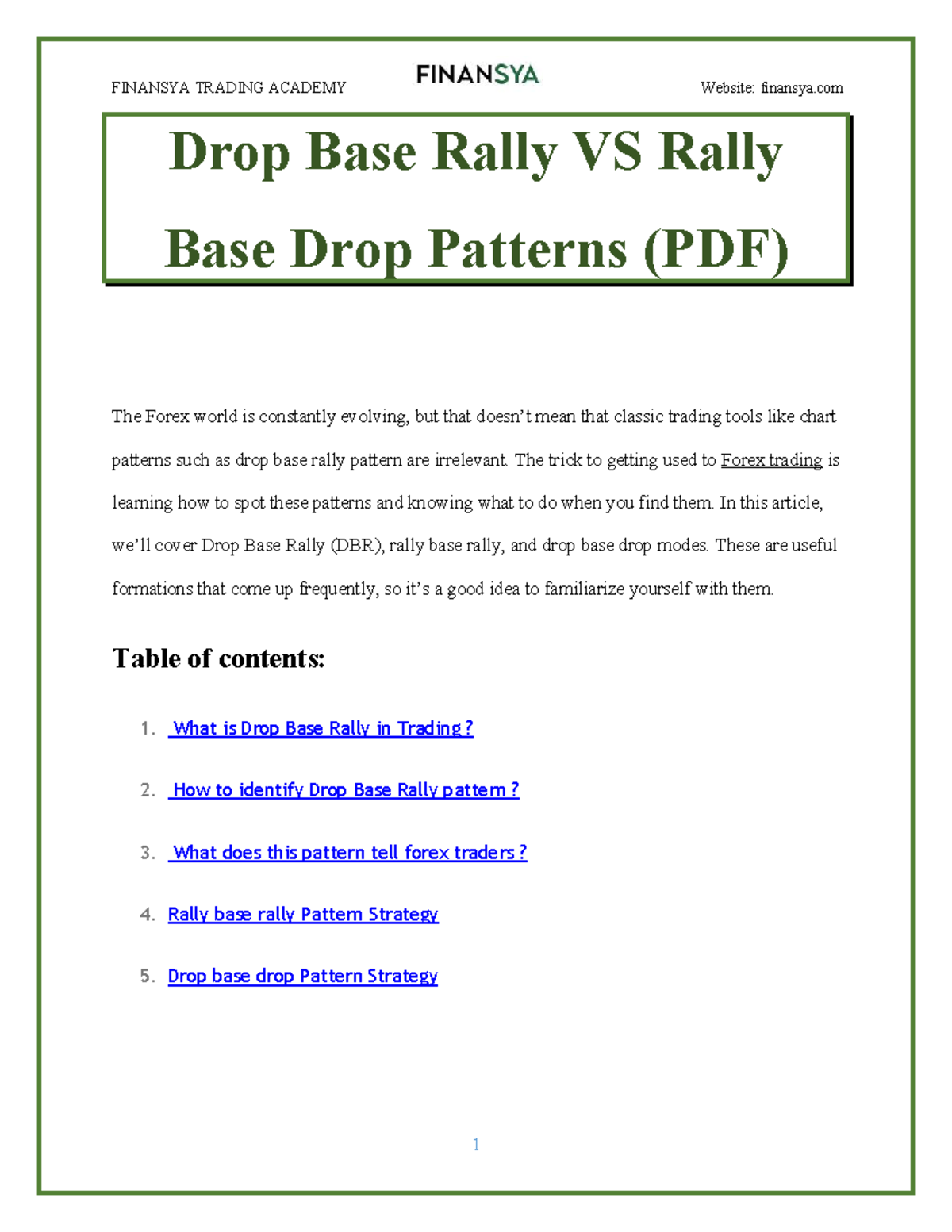 FIN 101: Understanding Drop Base Rally & Drop Base Drop Patterns - Studocu