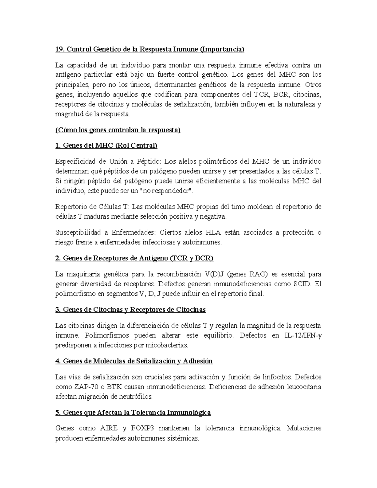 Control Genético de la Respuesta Inmune: Importancia y Mecanismos - Studocu