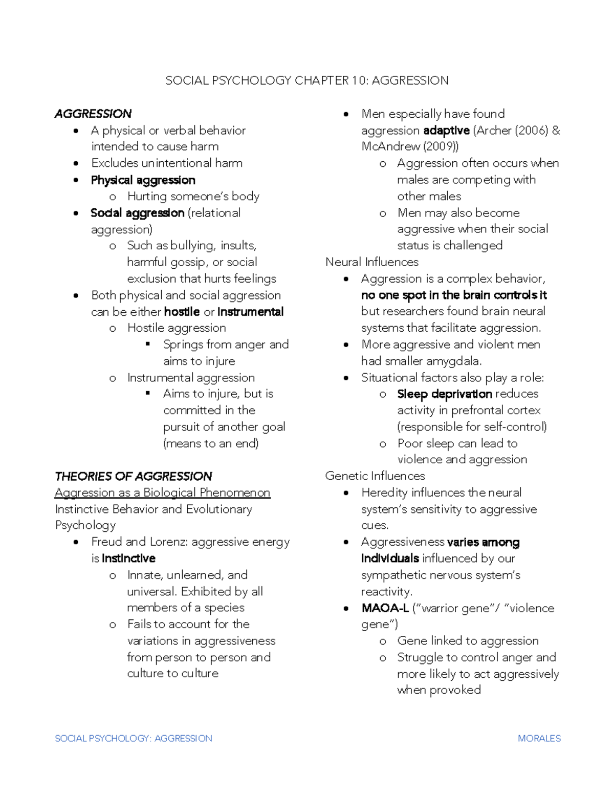 Social Psychology CH 10: Understanding Aggression Dynamics - Studocu