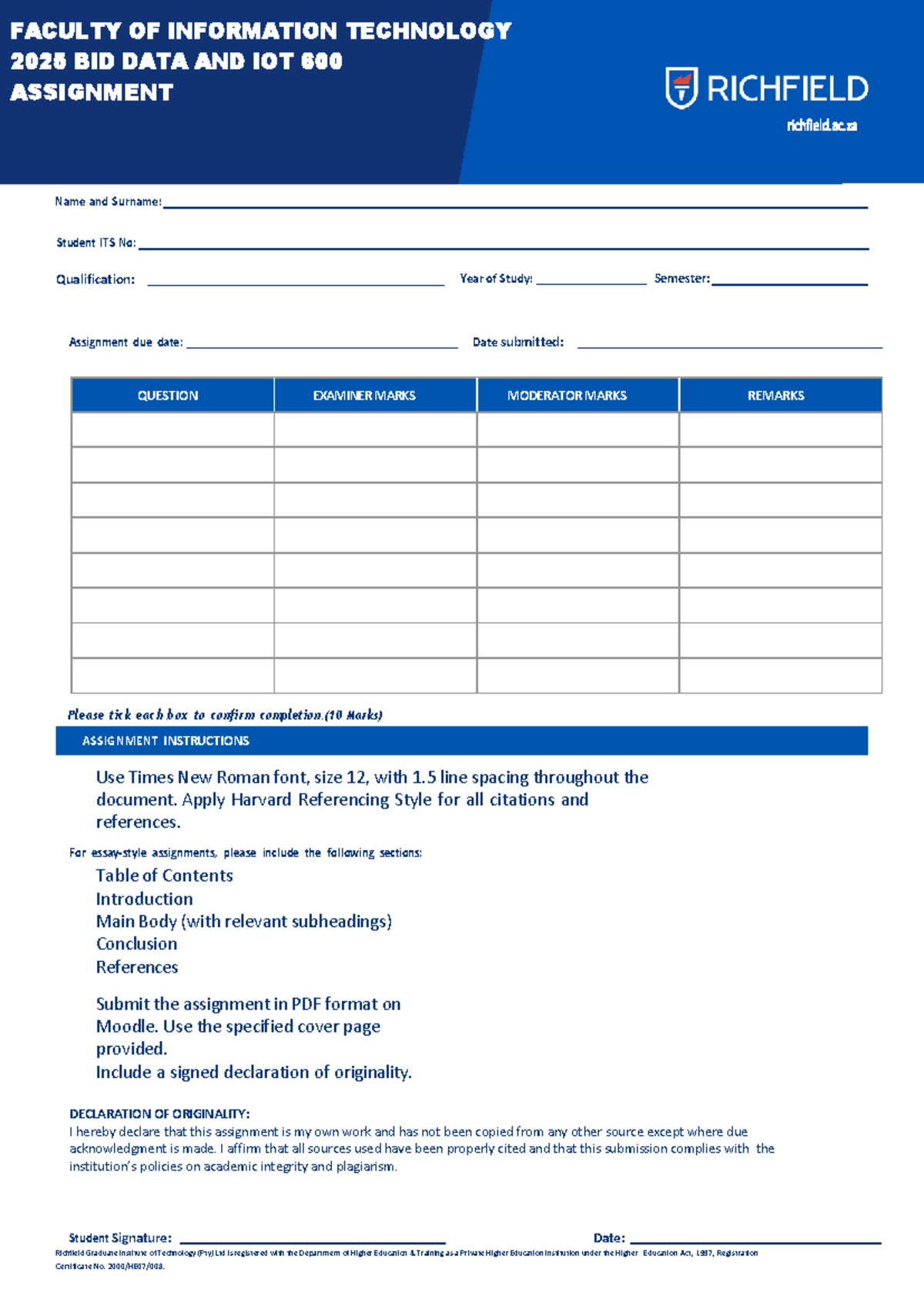 2025 IOT 600 Big Data Assignment Guidelines and Questions - Studocu