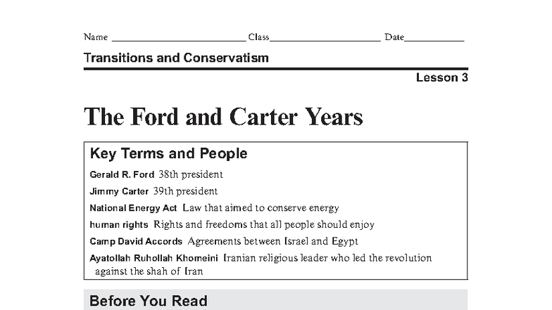 The Ford and Carter Years: Key Insights GRW - Studocu