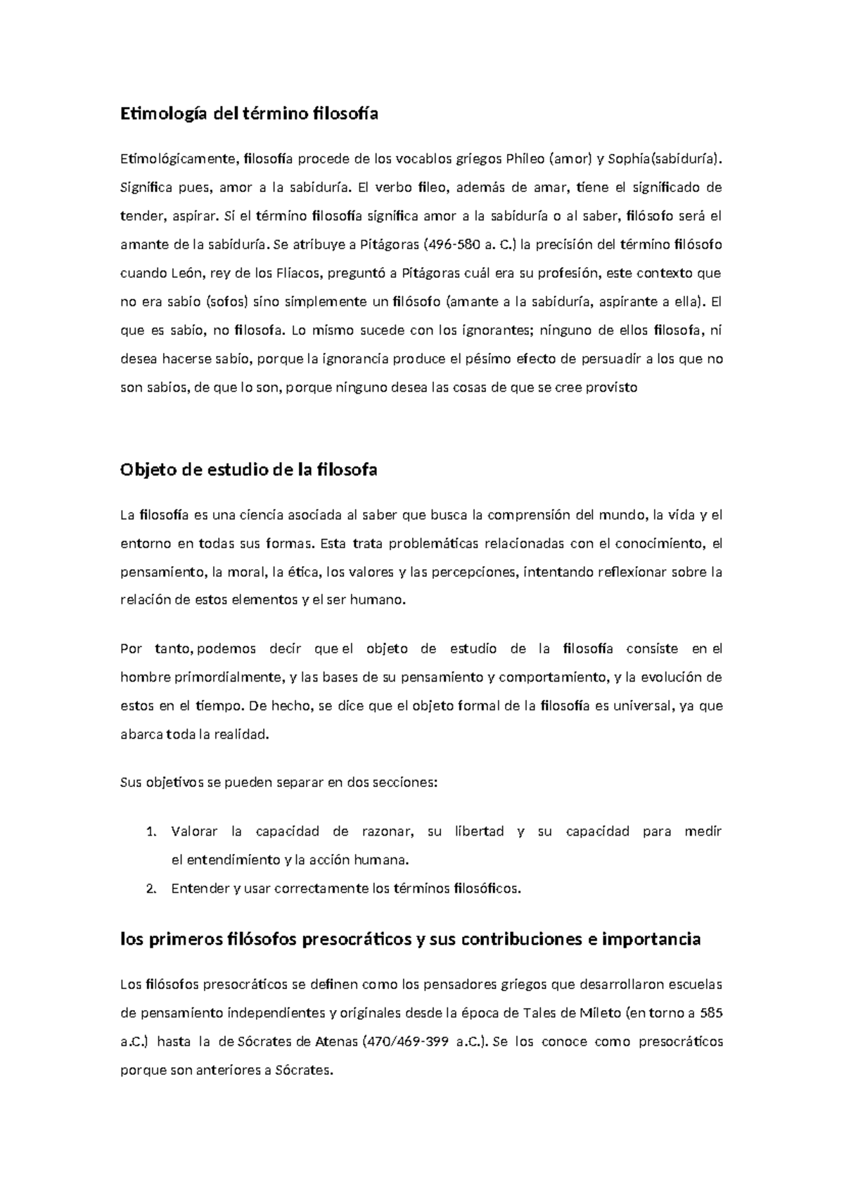 Etimología y Contribuciones de la Filosofía - AXEL VALLADARES - Studocu