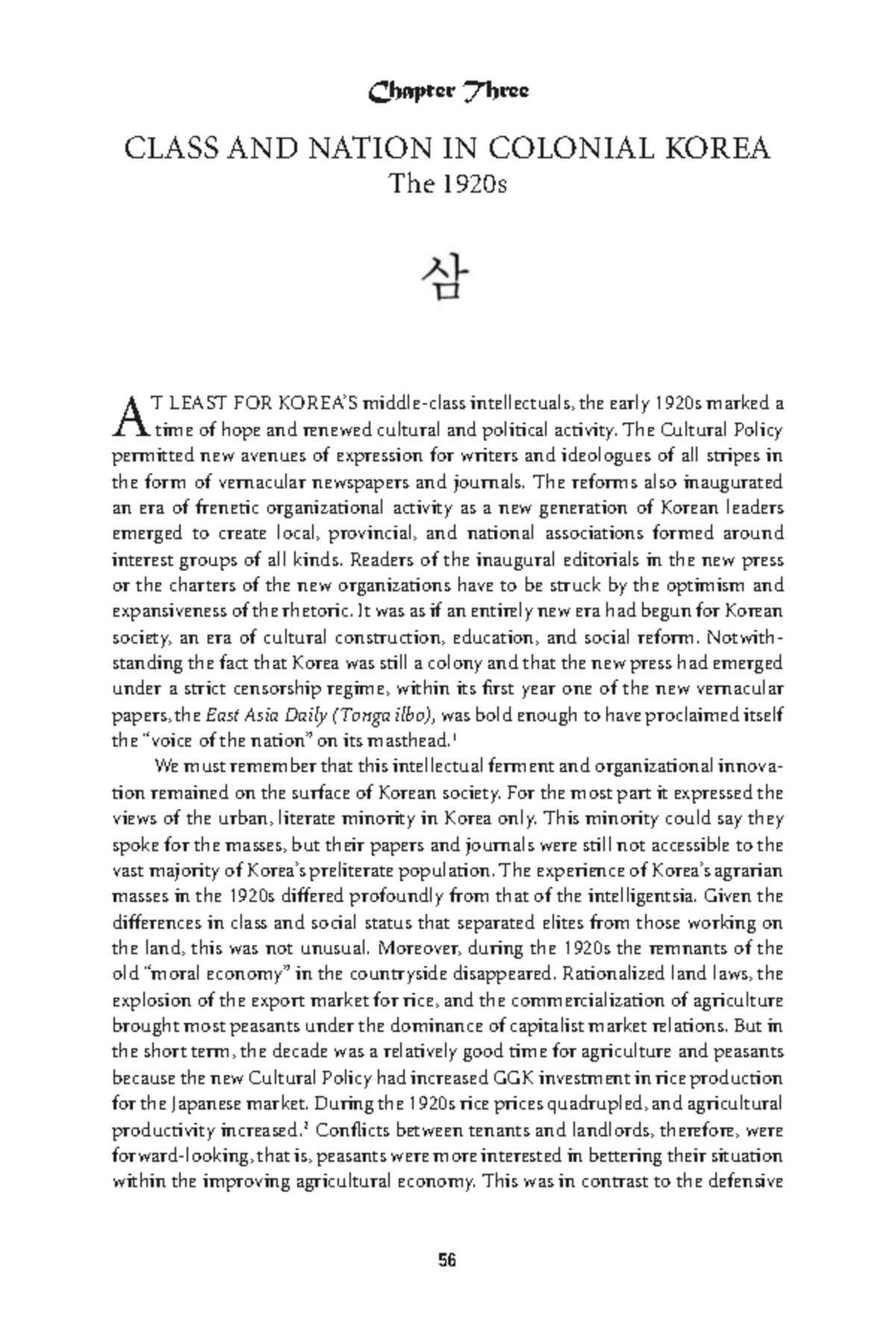 Chapter 3: Class and Nation in Colonial Korea - The 1920s Analysis ...