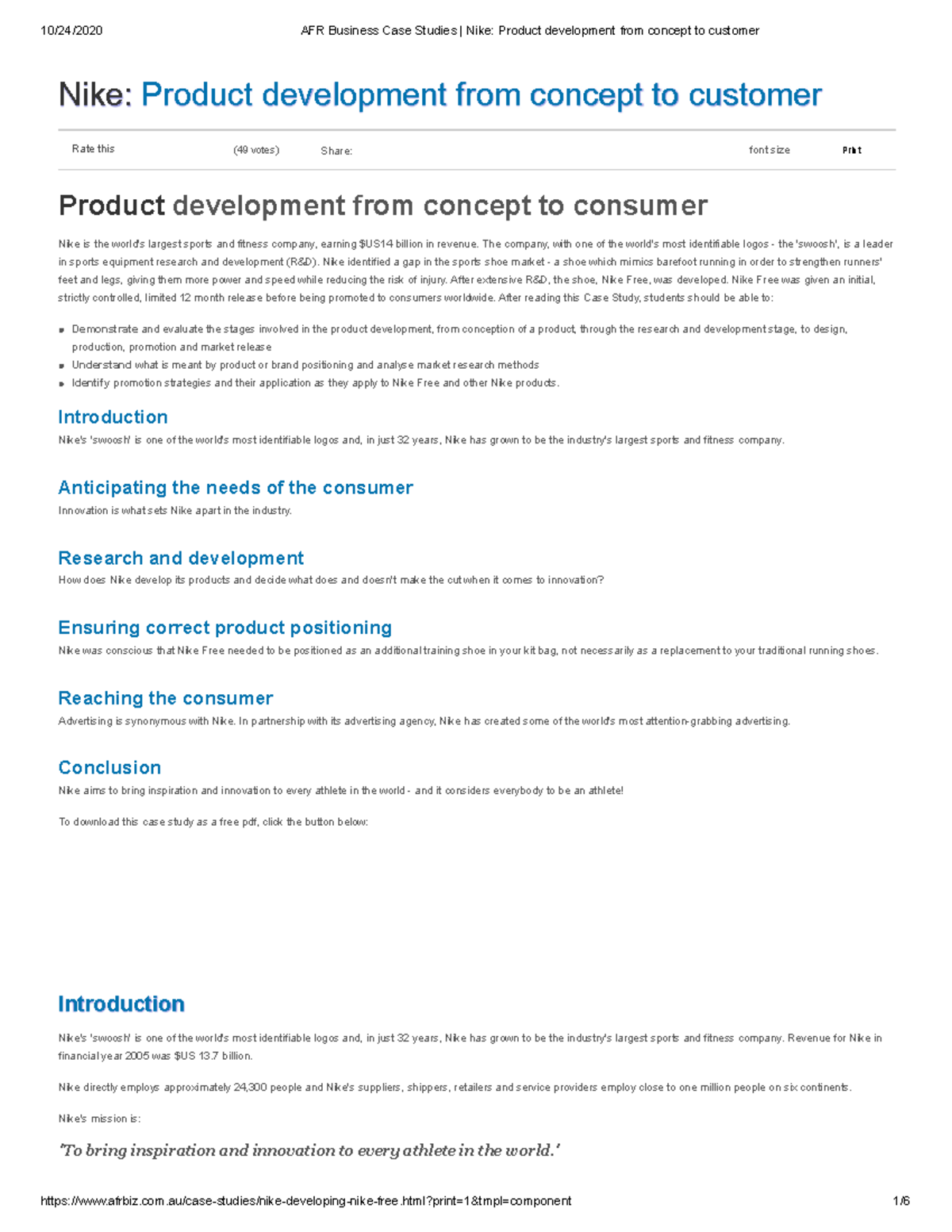 Nike Product development from concept to customer - Rate this (49 votes ...