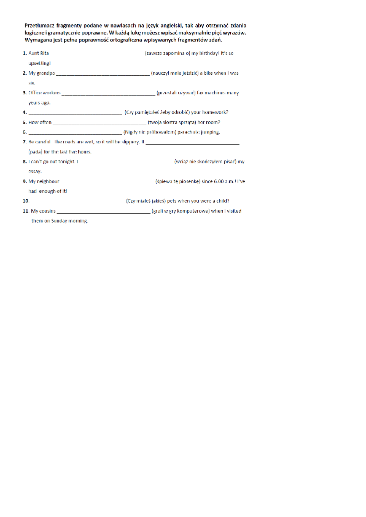 Use of English: Translation Exercises and Grammar Practice - Studocu