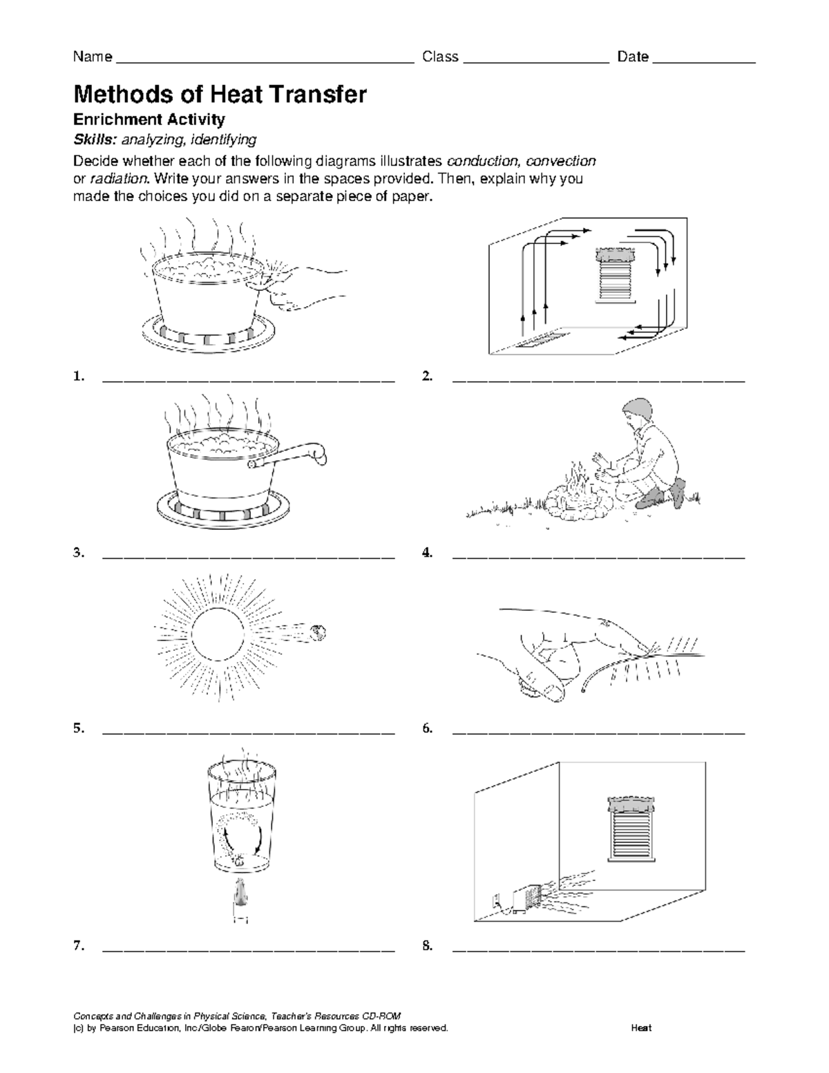 Methods of Heat Transfer Enrichment Activity - Thursday Science Wksht ...