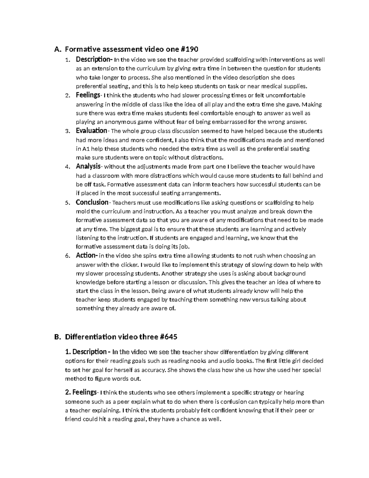 D091 Task 1: Formative & Differentiation Assessment Strategies - Studocu