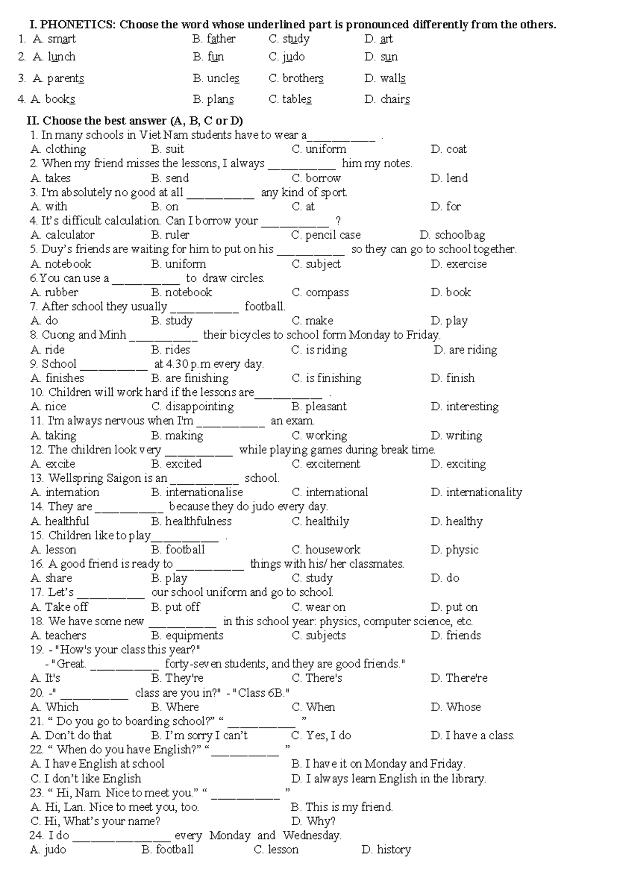 Revision for the First Midterm Test 2025-2026: Phonetics & Vocabulary ...