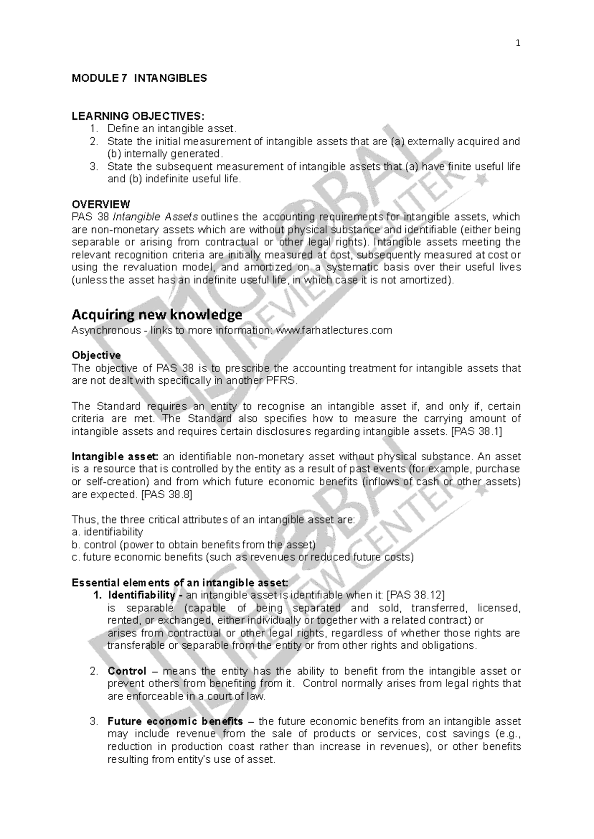FAR- Module-7- Intangibles updated - MODULE 7 INTANGIBLES LEARNING ...