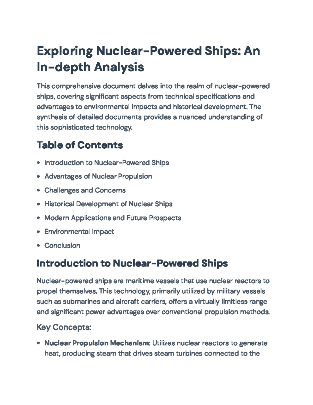 Nuclear-Powered Ships: A Comprehensive Analysis (Course Code: NAV 301 ...
