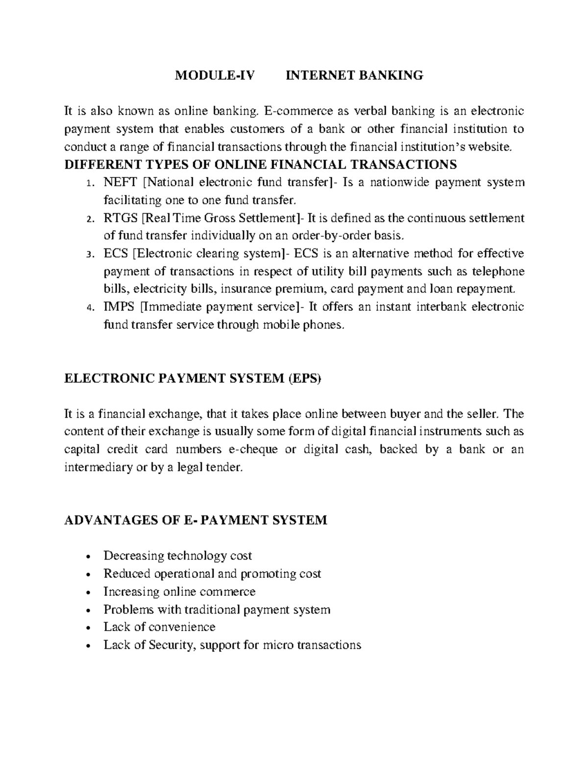 E-commerce Module 4: Understanding Internet Banking and Payment Systems ...