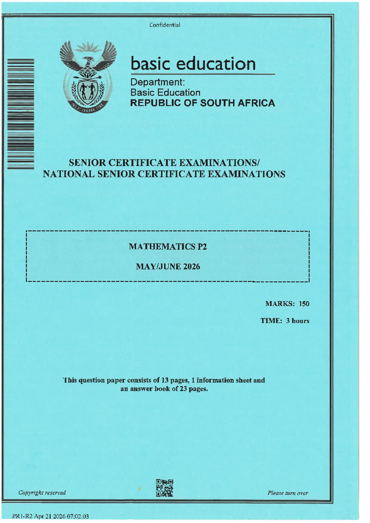 NSC Grade 12 Mathematics P2 Exam Paper - June 2026 - Studocu