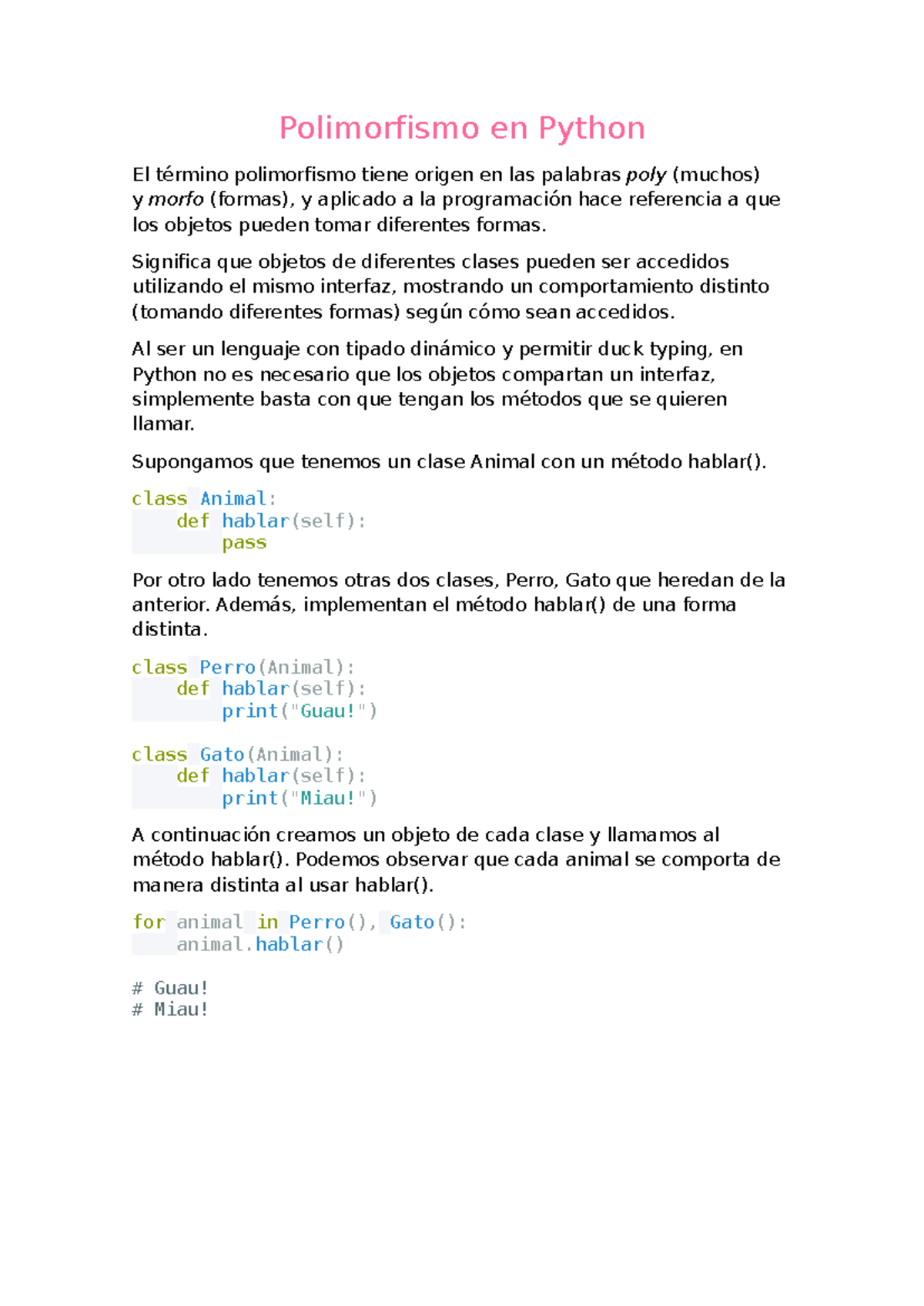 Polimorfismo en Python: Entendiendo su Aplicación y Ejemplos - Studocu