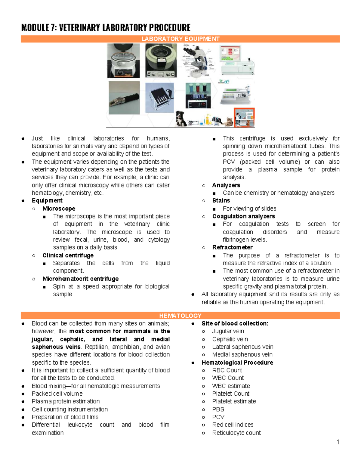 Veterinary Laboratory Procedures: Equipment & Techniques Overview - Studocu