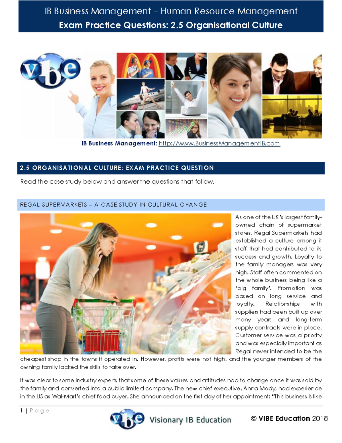 IB Business Management: 2.5 Exam Practice on Organisational Culture ...