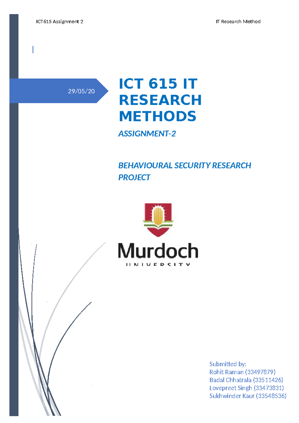 ICT 615 Assignment 2 - Behavioral Security Research Project - Studocu