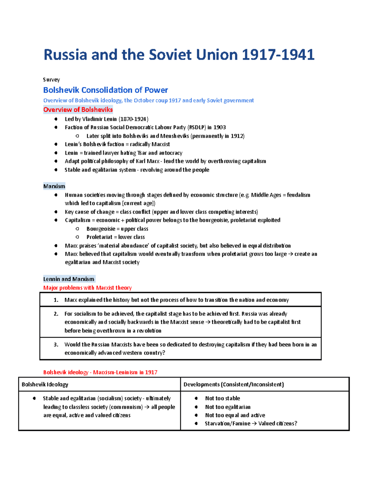 Modern History Russia and the USSR - Russia and the Soviet Union 1917 ...