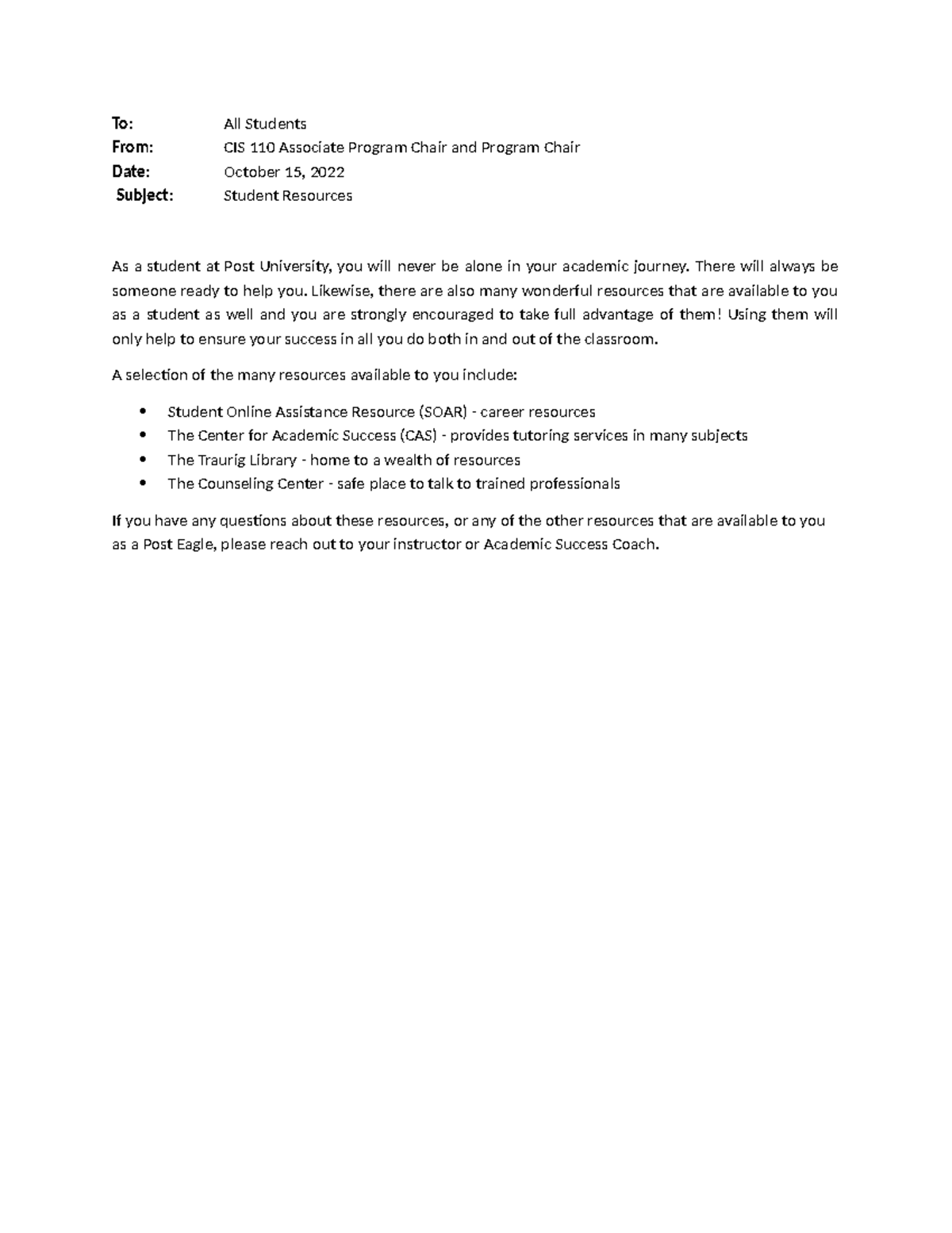 CIS 110 Unit 4A Assignment: Student Resource Overview - Studocu