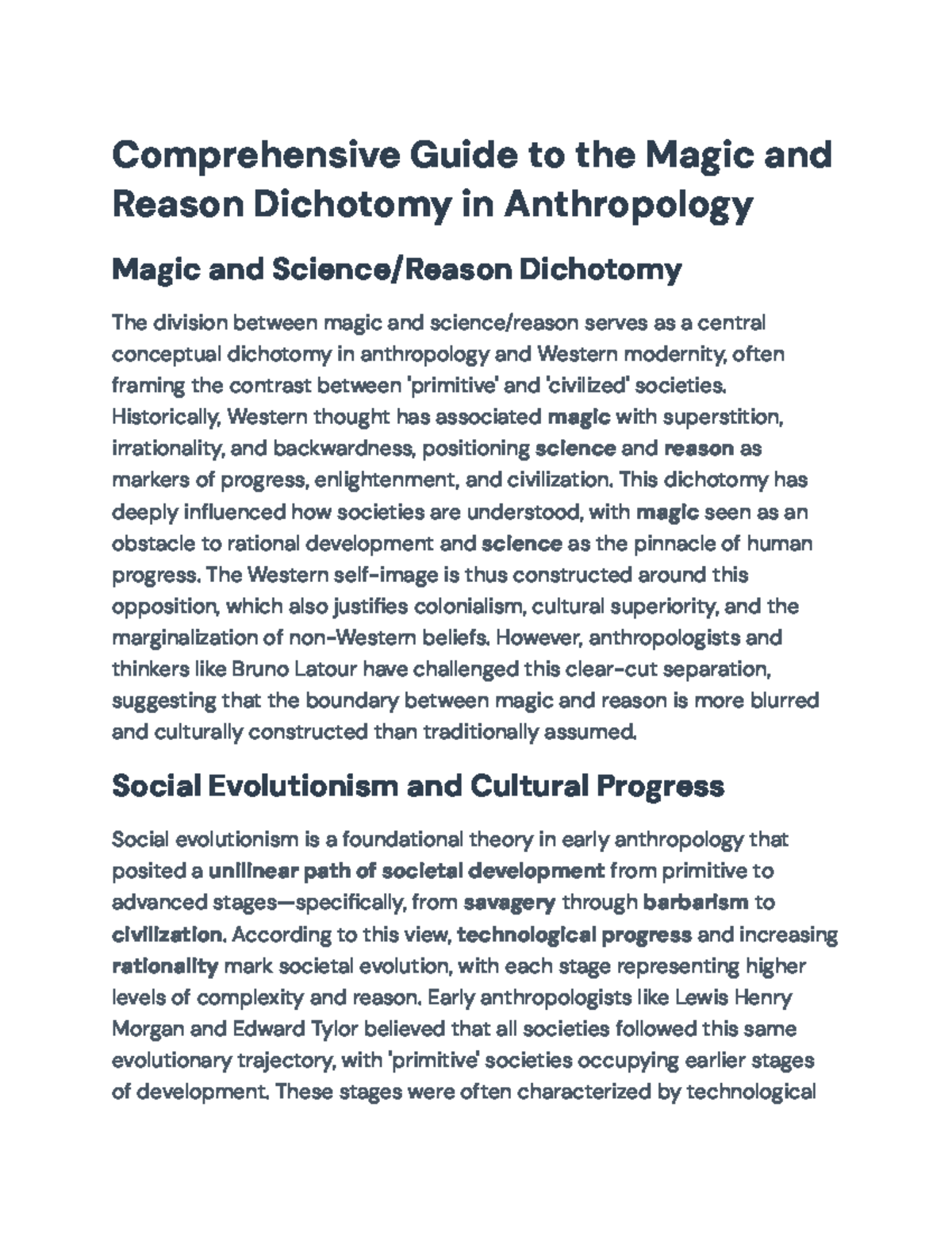 Anthropology 101: Exploring the Magic and Reason Dichotomy - Studocu