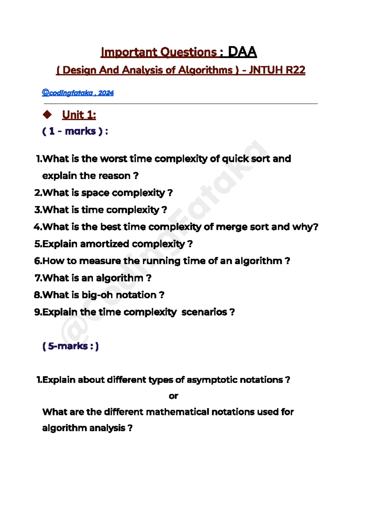 IMP DAA CSM - Important questions - Important Questions : DAA ( Design And Analysis of ...