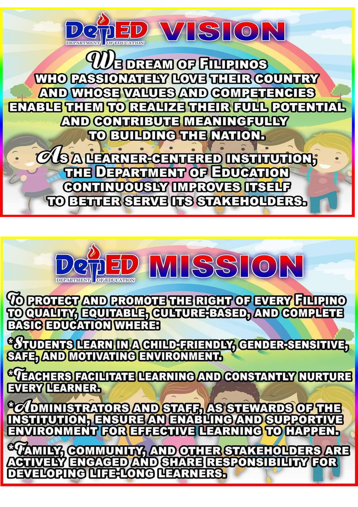 Deped 1 - DeED VISION DEPARTMENT OFEDUCATION WE DREAM OF FILIPINOS WHO ...