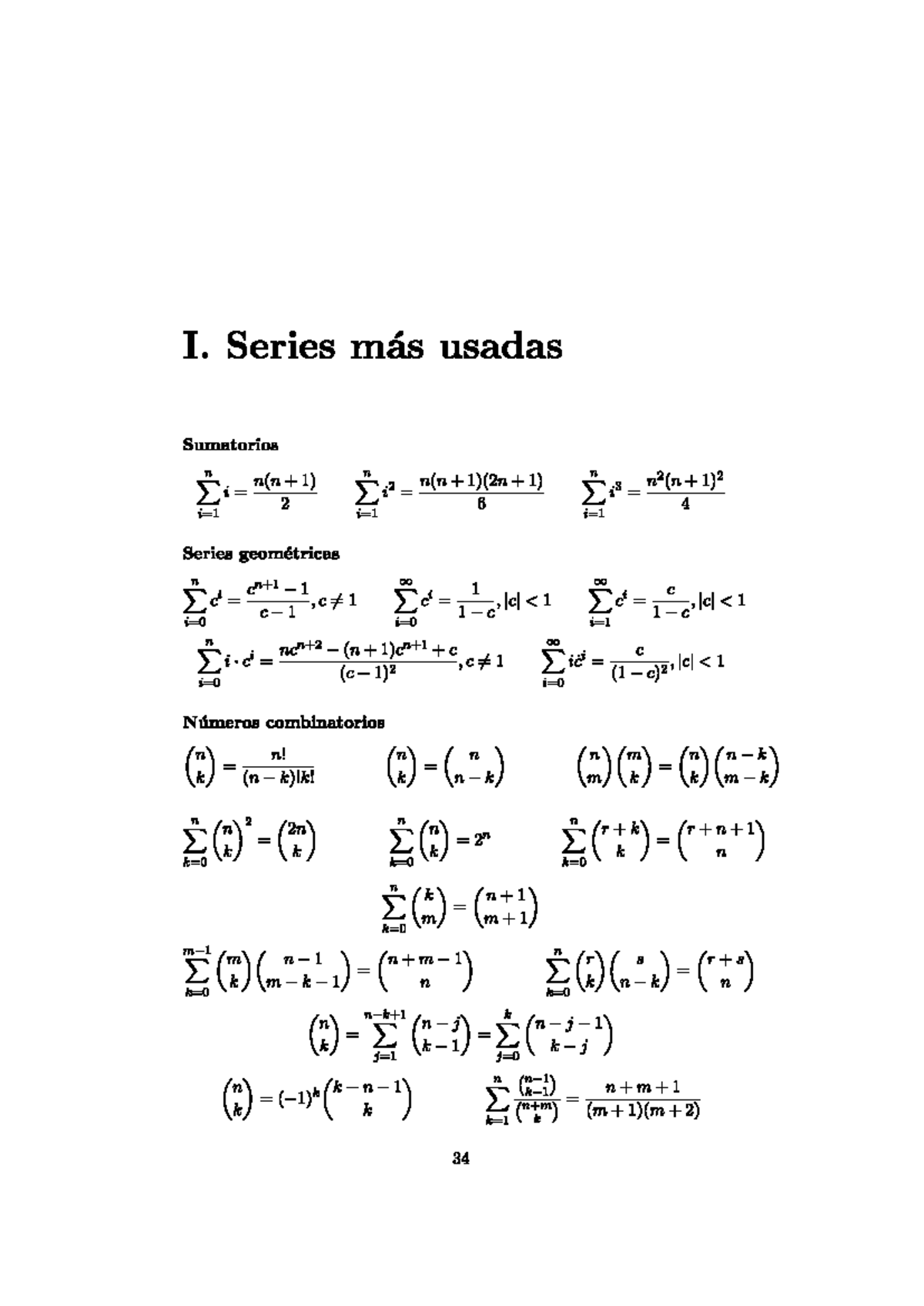 Formulas de Series y Variables Aleatorias - CP1 Maths - Studocu