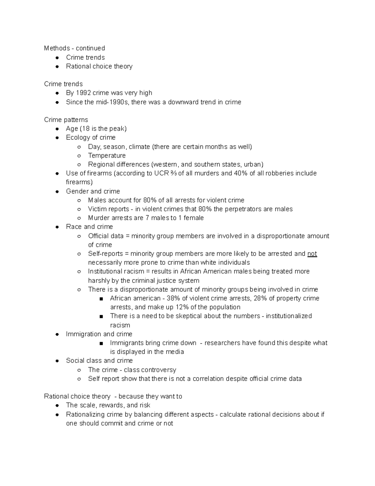 Criminology: Analyzing Crime Trends & Rational Choice Theory - Studocu