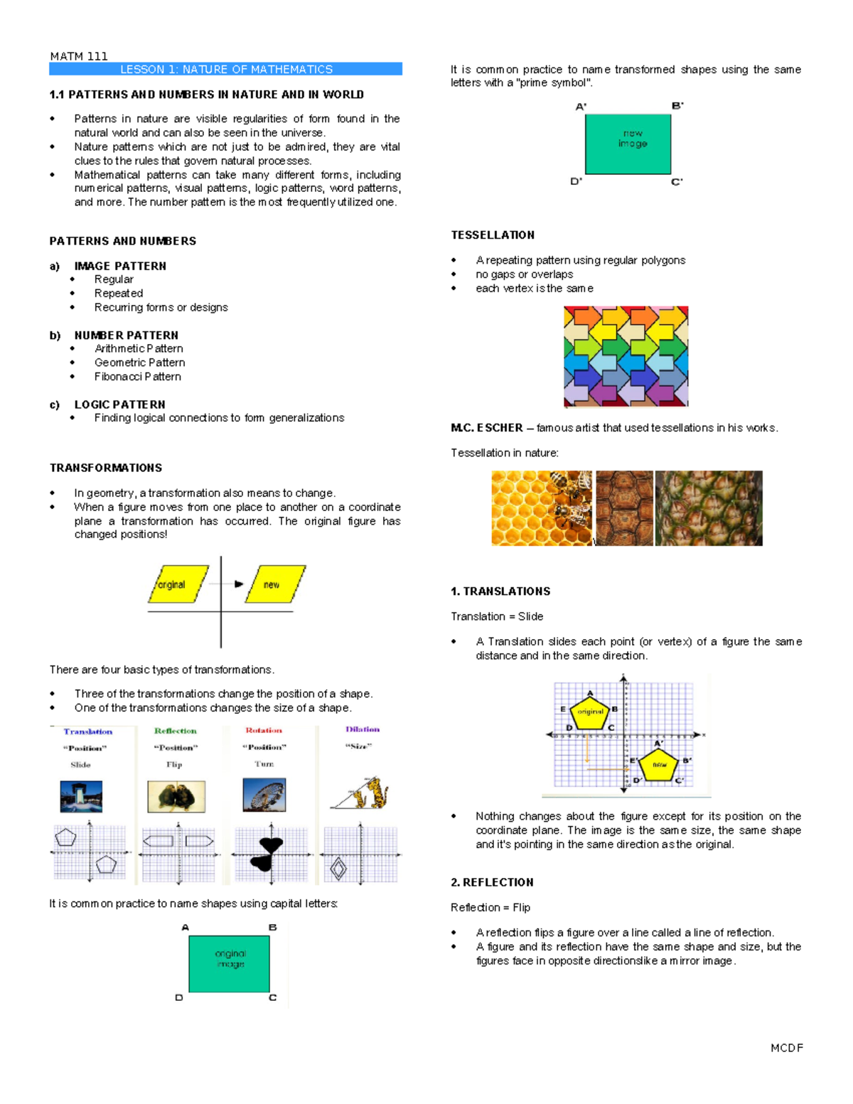 MATM 111 Lesson 1 & 2: Nature of Math & Mathematical Language - Studocu