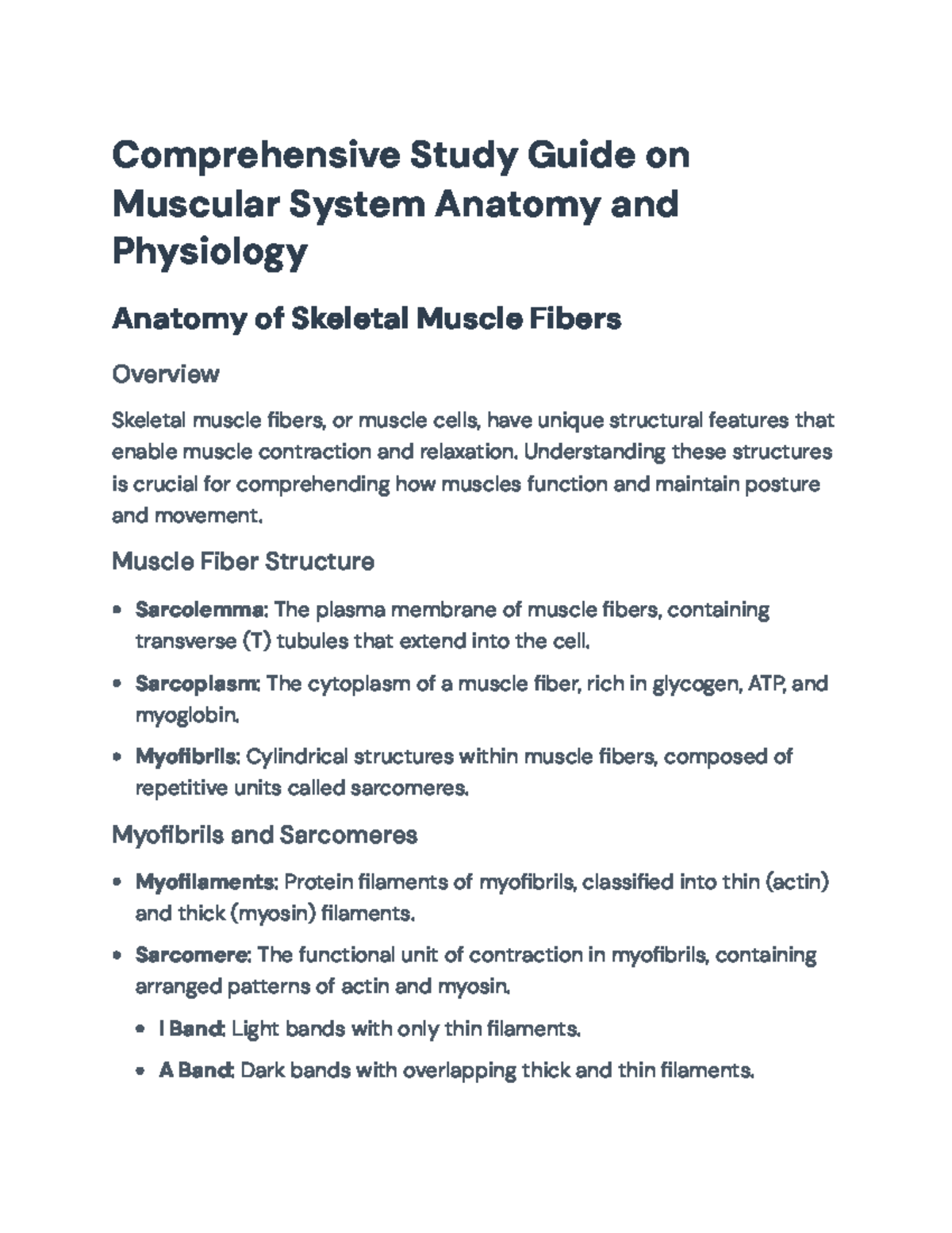 Comprehensive Study Guide on Muscular and Skeletal System Anatomy ...