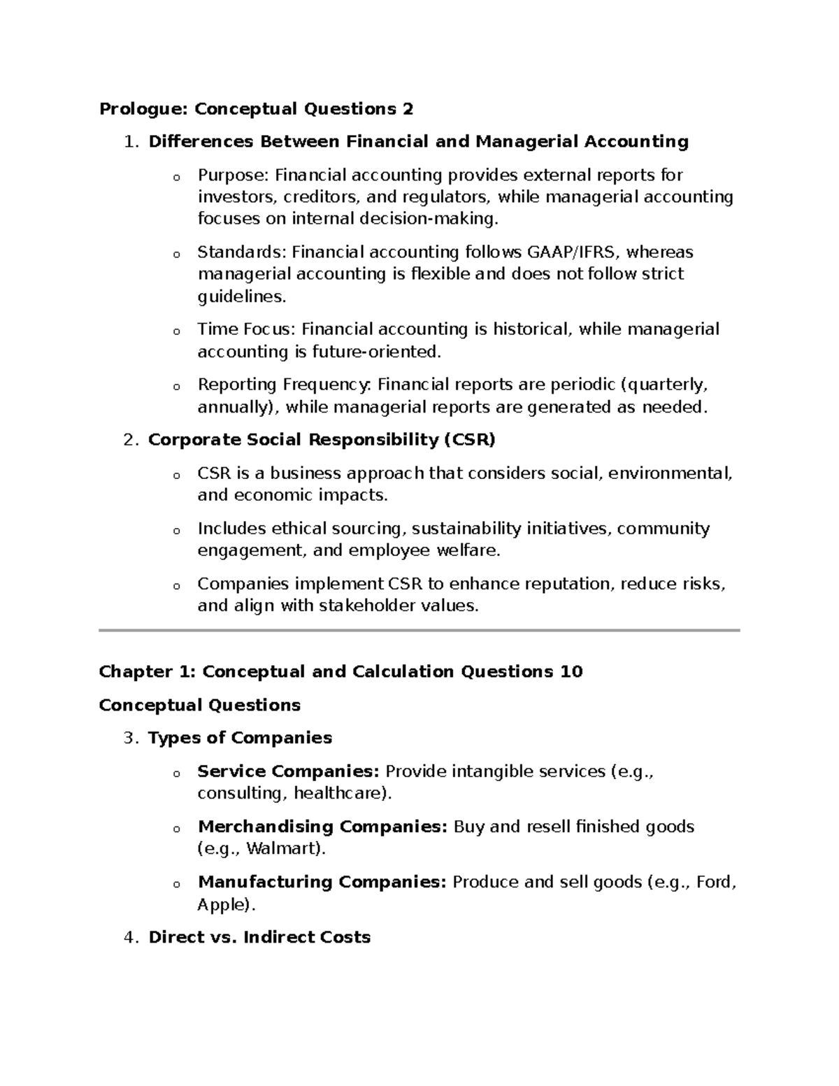 Financial vs. Managerial Accounting: Key Concepts & Questions - Studocu