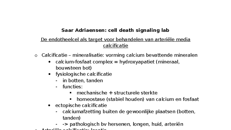Saar Adriaensen: Onderzoek naar Arteriële Media Calcificatie en ...