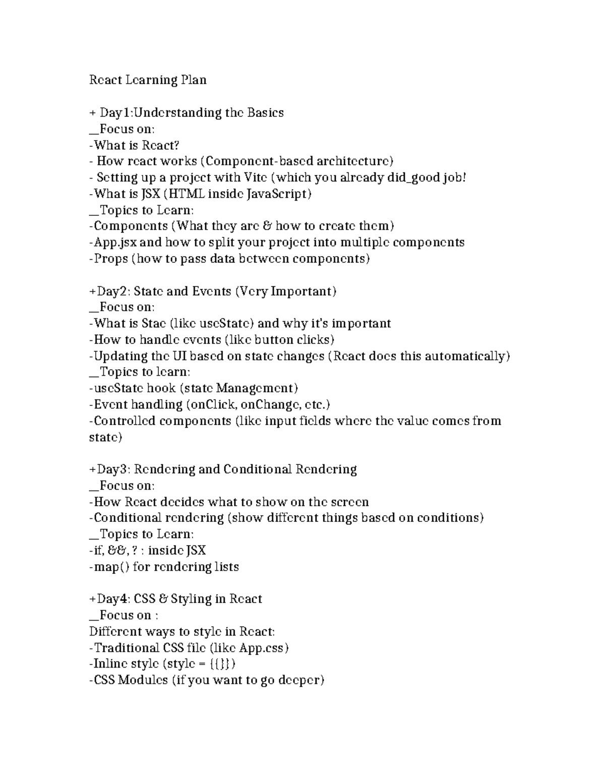 React Loun Siven - React Learning Plan Day1:Understanding the Basics __Focus on: -What is React ...