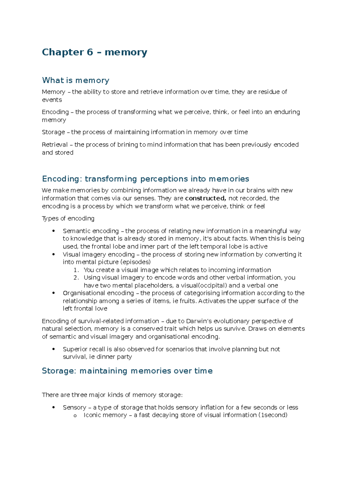 Chapter 6: Understanding Memory - Encoding, Storage, and Retrieval ...