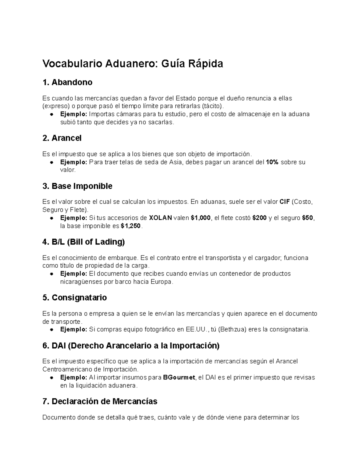 Vocabulario Aduanero: Guía Rápida y Apuntes Esenciales - Studocu