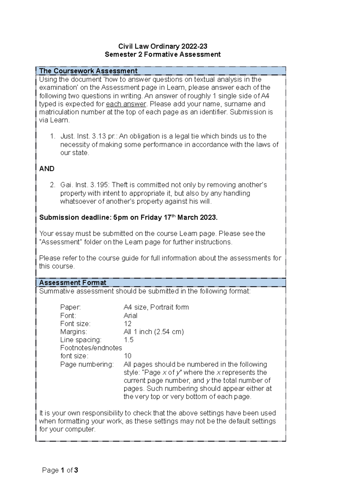 Civil Law Ordinary 2022-23 Semester 2 Formative - An answer of roughly ...