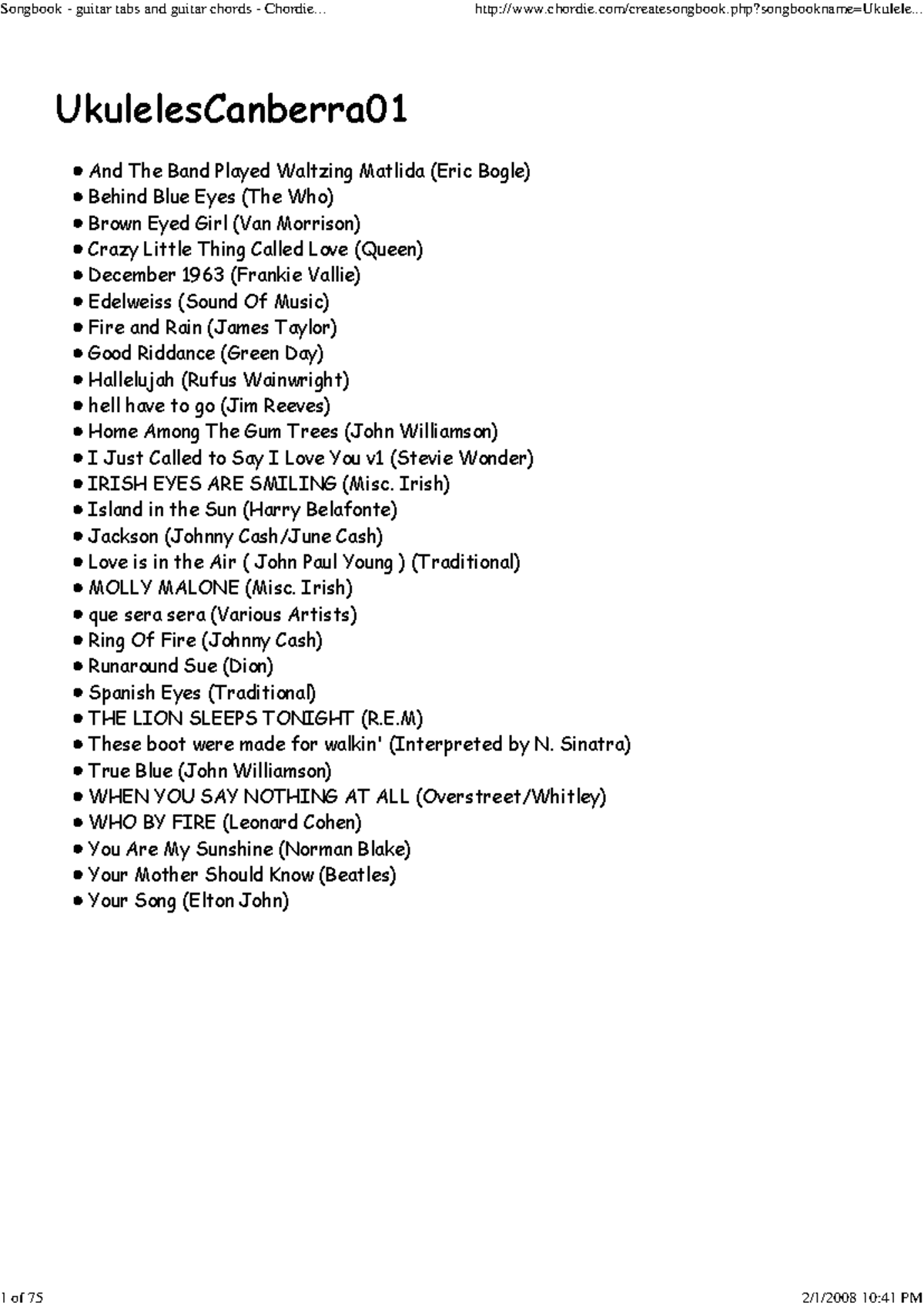 Songbook: Guitar Tabs & Chords Collection - Chordie - Studocu